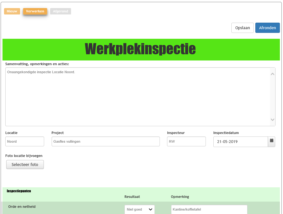 Werkplek inspectie formulier, maar dan meteen digitaal