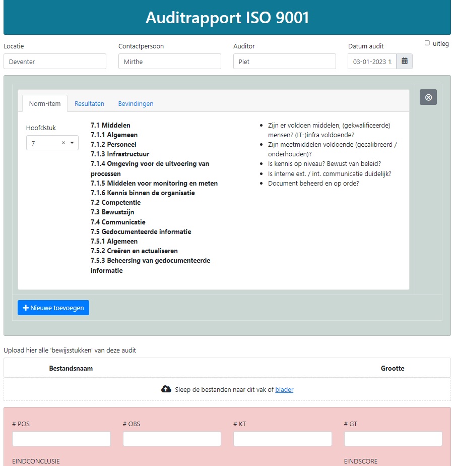 Auditformulier, maar dan meteen digitaal
