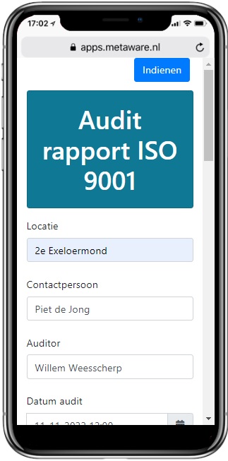Voorbeeld vragenlijst audit